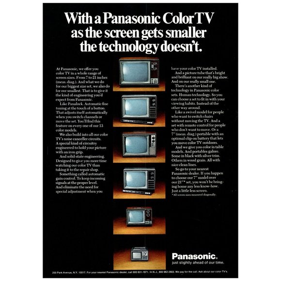 Panasonic | Art | 972 Panasonic Color Tv Lineup Vintage Print Ad ...